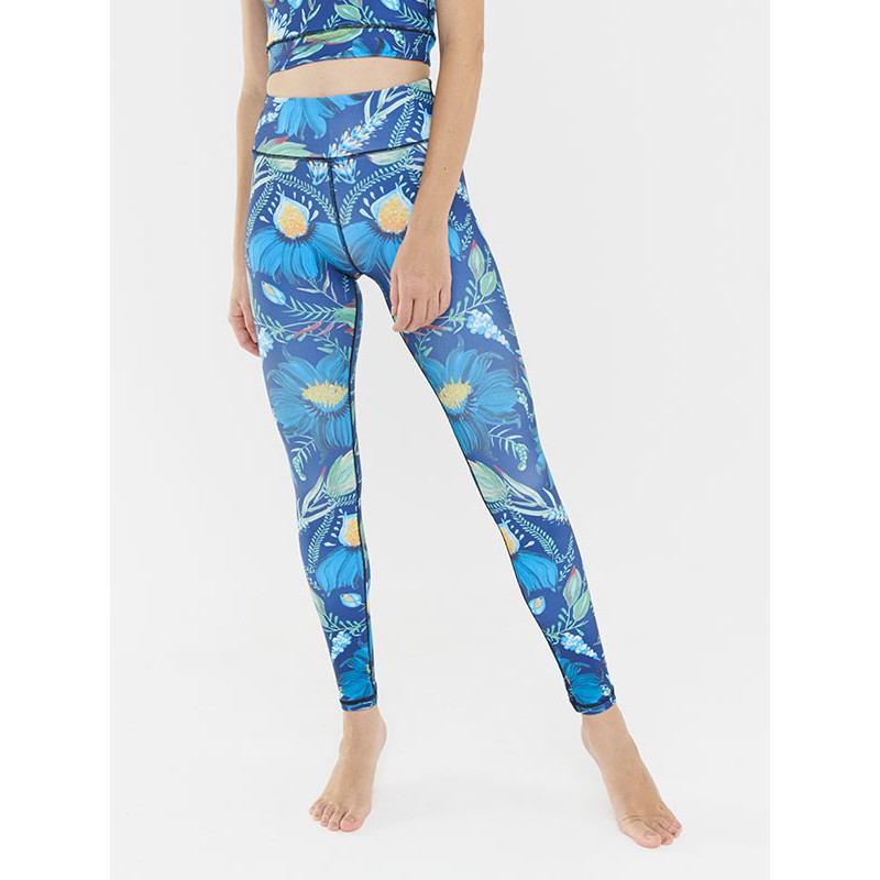 Jual AUM Blue Floral Batik - Legging Olahraga Wanita Yoga Zumba Dry Fit ...