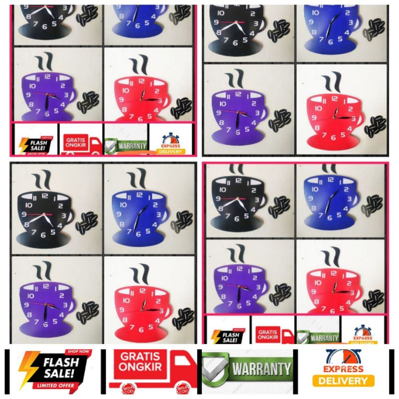 Jual Jam Coffee Jam Kopi 3d Jam Tempel Sticker Kopi | Shopee Indonesia