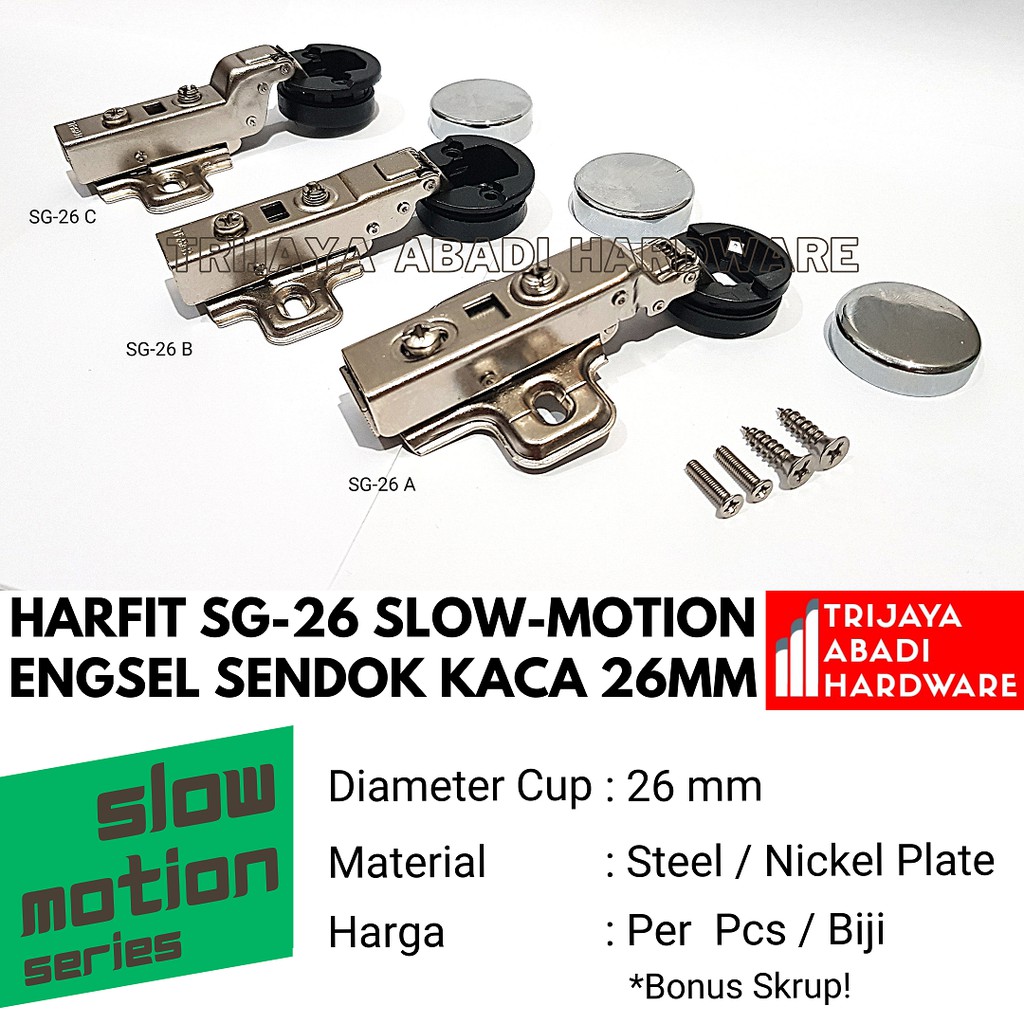 Jual Engsel Kaca SG 26 Slow Motion 26MM - Soft Close Hinge Harfit ...