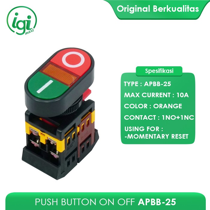 Jual PUSH BUTTON DOUBLE APBB25 / PUSH BUTTON ON OFF | Shopee Indonesia