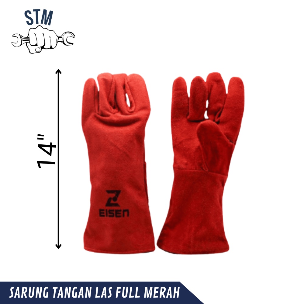 Jual Sarung tangan las merah 14" / sarung tangan las full merah 14 inch ...