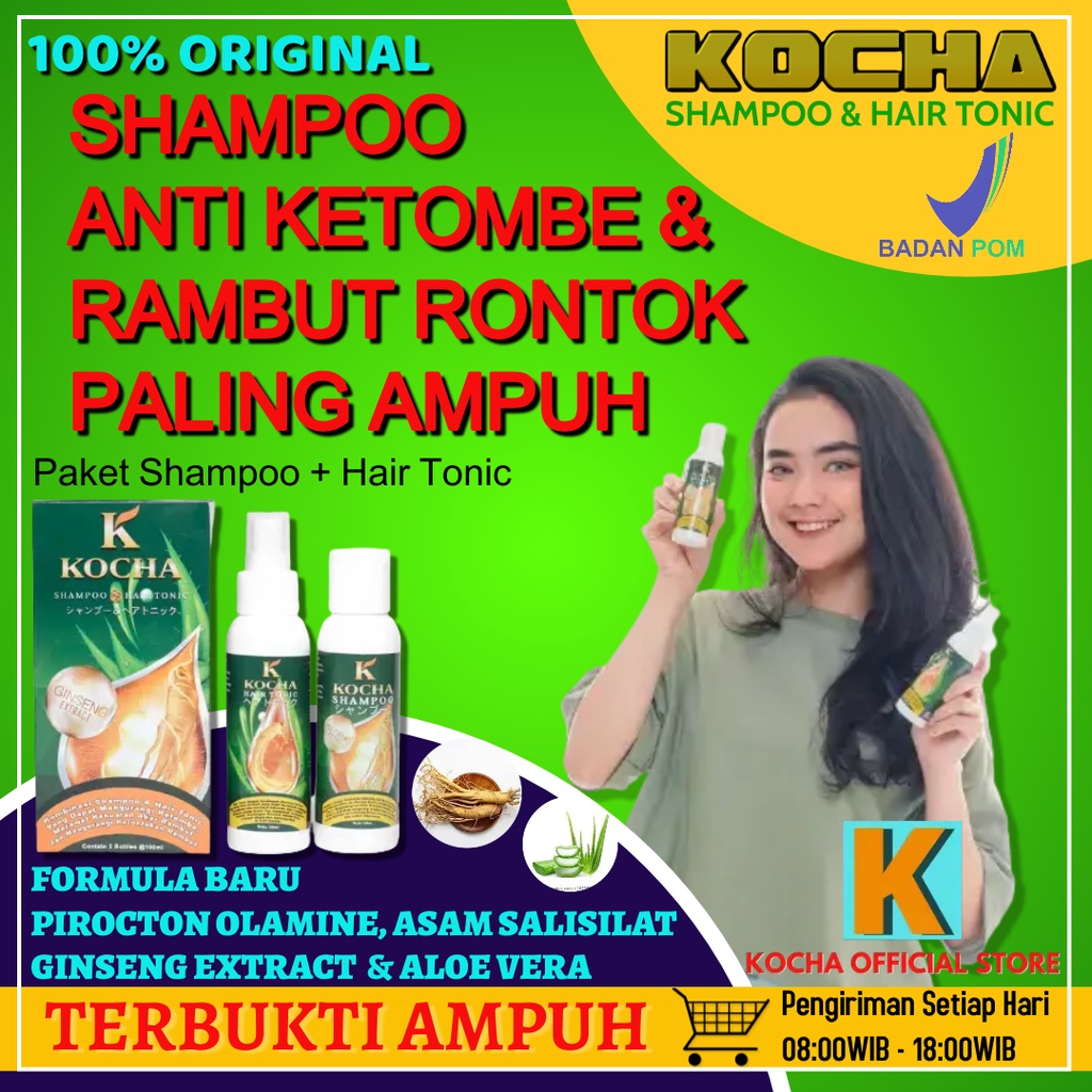 Jual KOCHA Shampoo Anti Ketombe dan Hair Tonic Vitamin Rambut Rontok 100ml | Shopee Indonesia