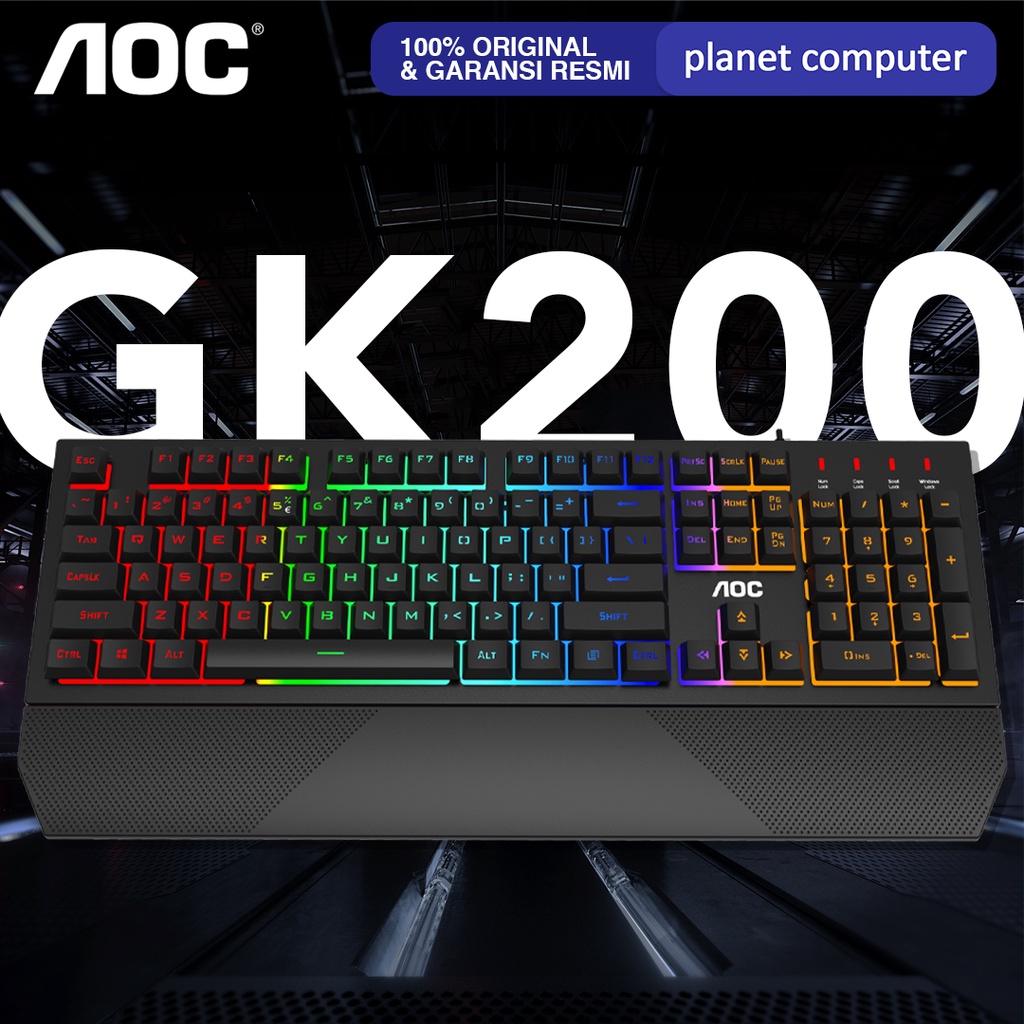 Jual Keyboard AOC GK200 GK 200 Gaming RGB 25 Keys 1000Hz 104 Standard ...