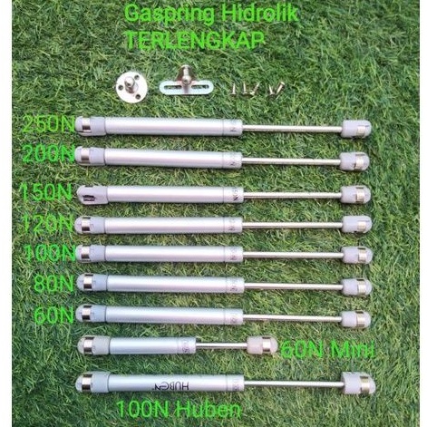 Jual Gaspring / Gas Spring Hidrolik TERLENGKAP 60N Mini, 60N, 80N, 100N ...