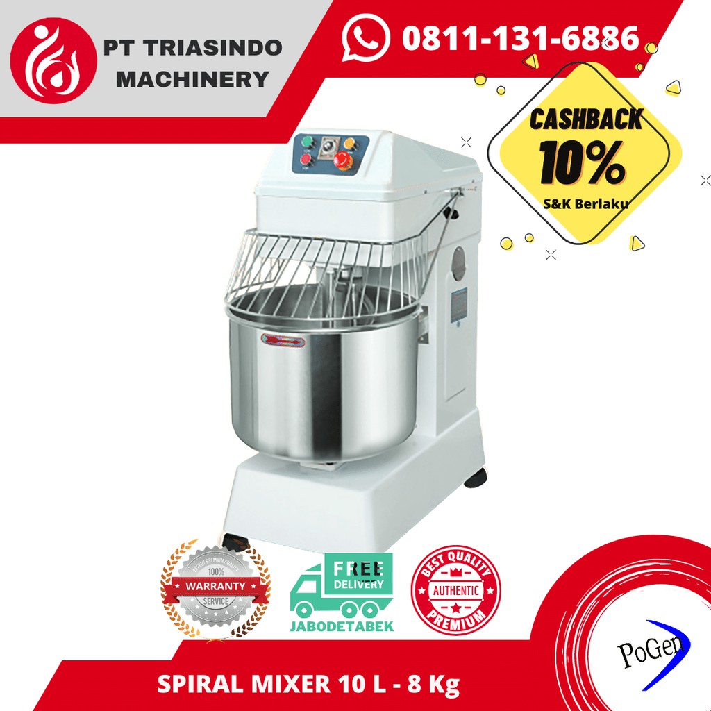Jual SPIRAL MIXER PIZZA & ROTI KAPASITAS BESAR 8KG - POGEN | Shopee ...