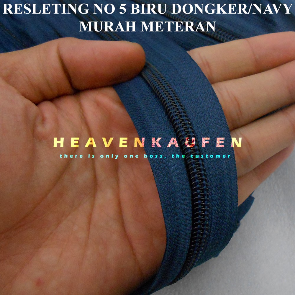 Jual Resleting coil meteran no 5 biru dongker navy zipper daun gigi ...