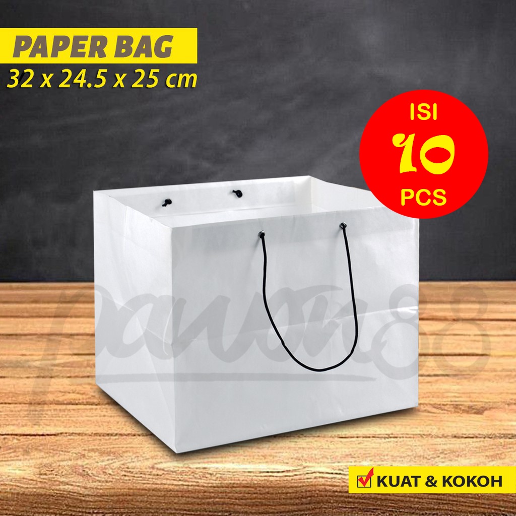 Jual Paper Bag Polos - Paper Bag | 32 x 24,5 x 25 cm - PUTIH - ( 10 Pcs ...