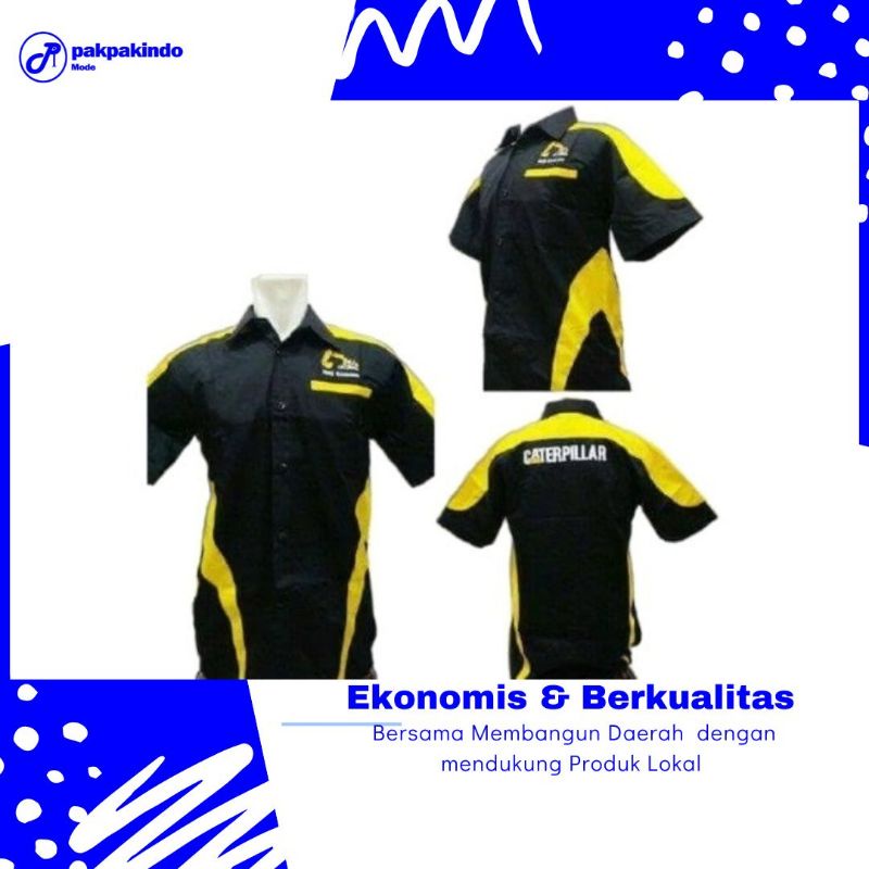 Jual BAJU KEMEJA SERAGAM KERJA ALAT BERAT CATERPILLAR HITAM KOMBINASI ...