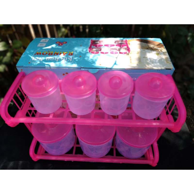 Jual Tempat bumbu Kitchen set rainbow/tempat garam merica/rak susun ...
