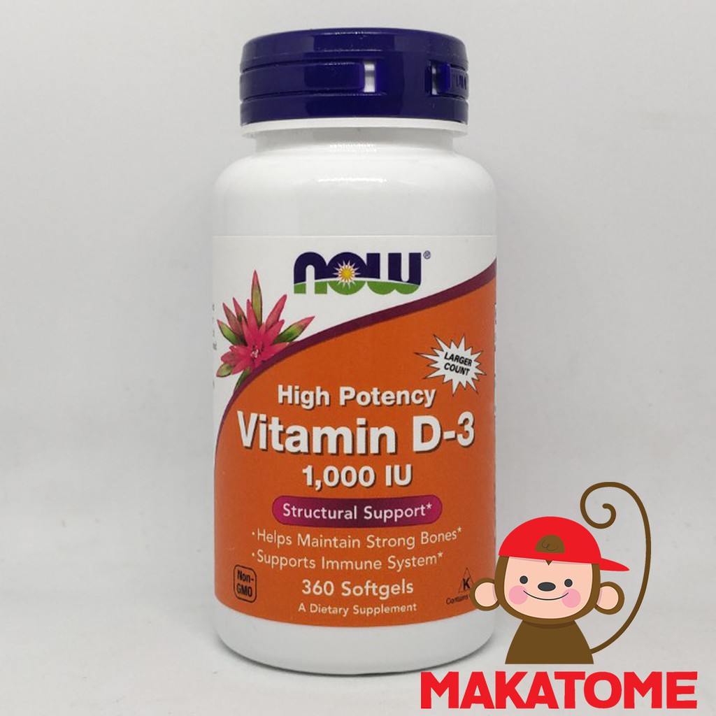 Jual Now Foods Vitamin D 3 1,000 IU 360 Softgels 1000 Vit D3 1000IU D-3 high potency | Shopee ...