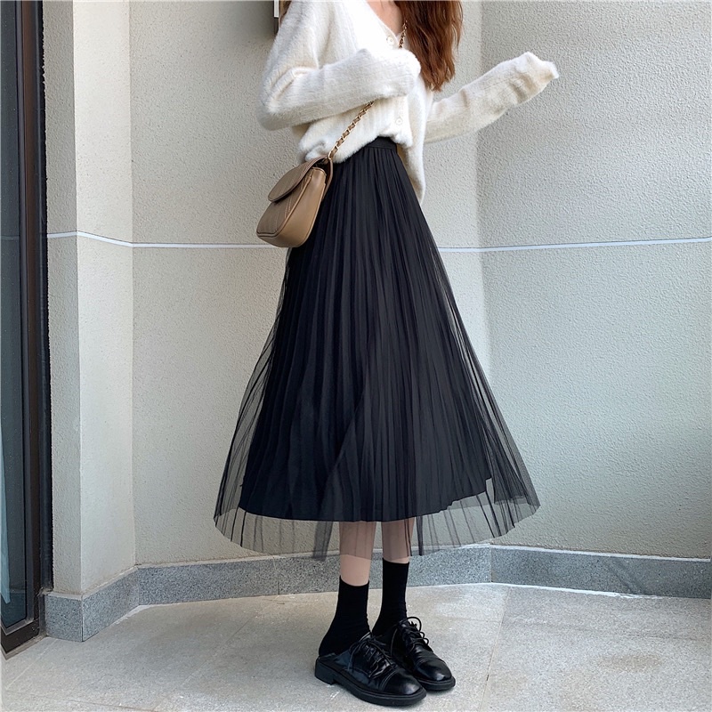 Jual Rok Tutu / Bawahan Wanita / Rok Plisket Hitam | Shopee Indonesia