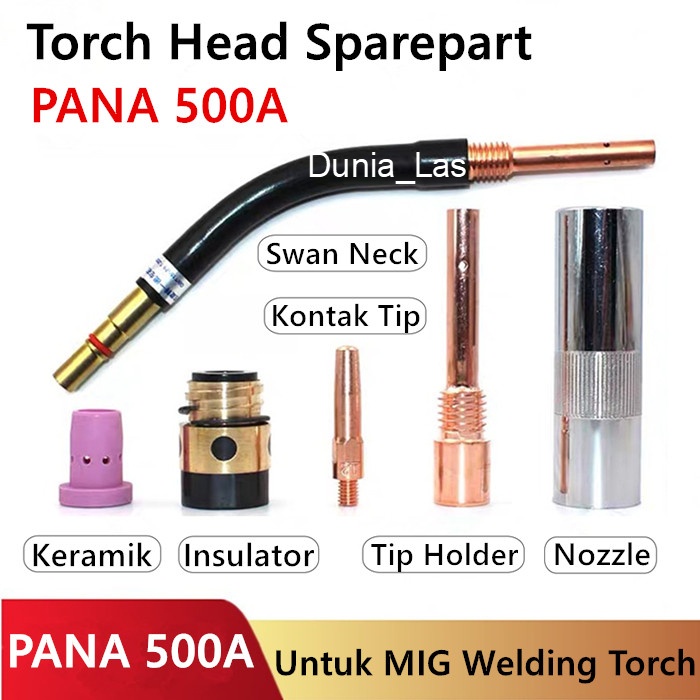 Jual Tipe Panasonic 500A Nozzle Kontak Contact Tip Holder Keramik Ceramic Insulator Swanneck ...