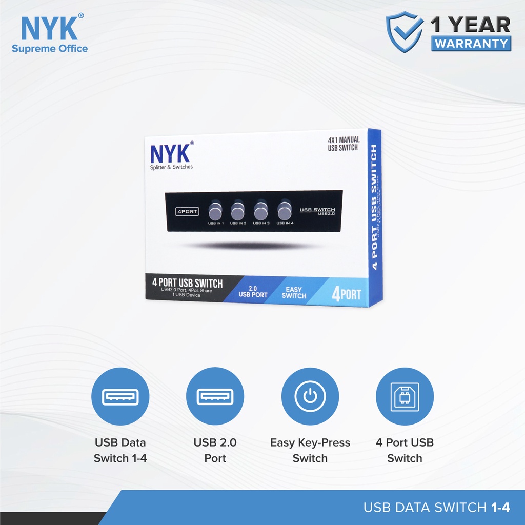Jual NYK USB HUB V2.0 Data Switch Printer 1-4 port | Shopee Indonesia