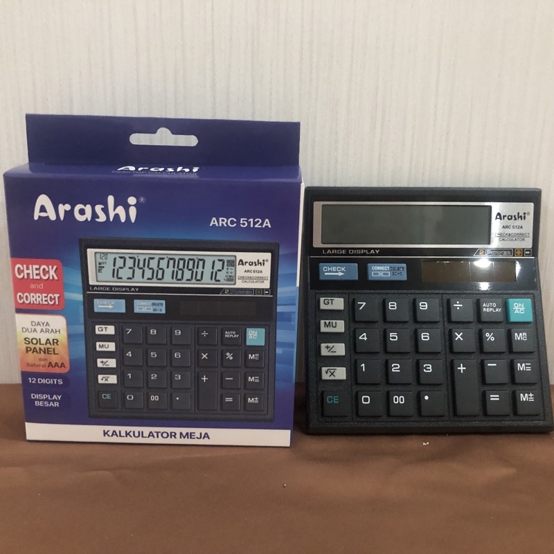 Jual Kalkulator ARASHI 12 Digit Seri ARC 512A ( Daya : Solar dan ...