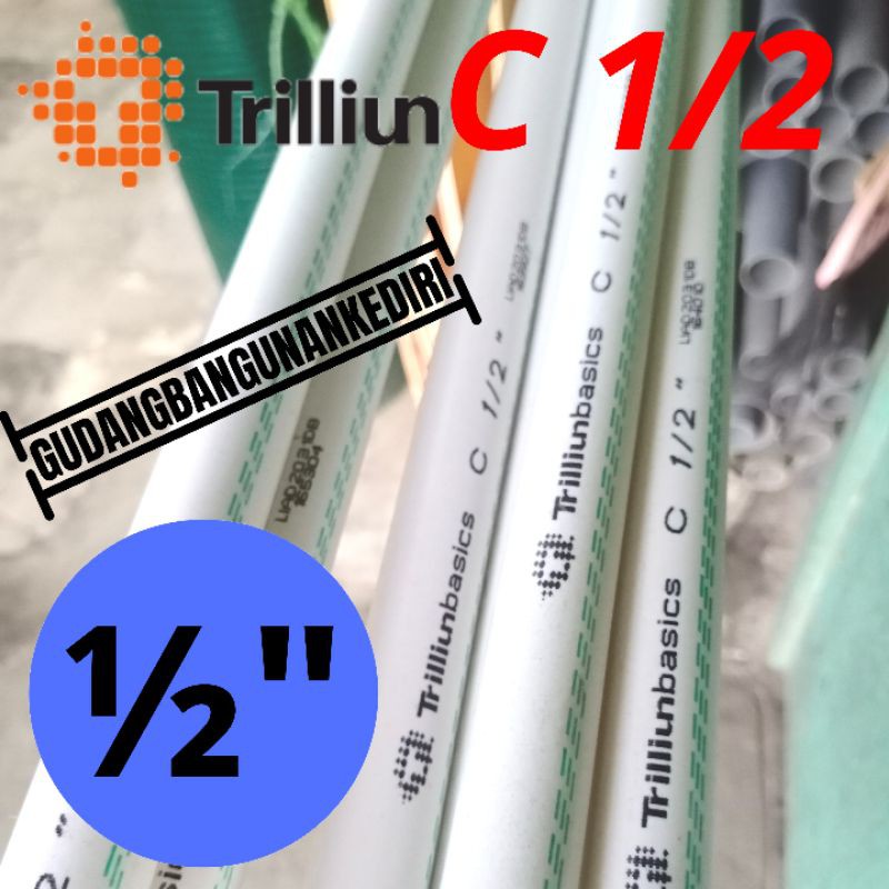 Jual Pipa PVC C 1/2" TRILLIUN | Pipa C 1/2" PUTIH TRILLIUN per 1 meter ...