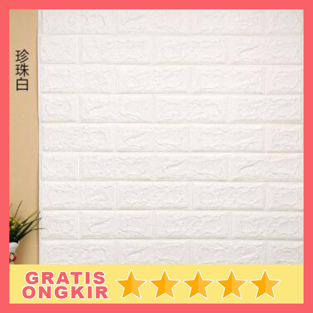 Jual Sticker Wallpaper Dinding 3D Embosed Embos Model Batu Bata Putih ...