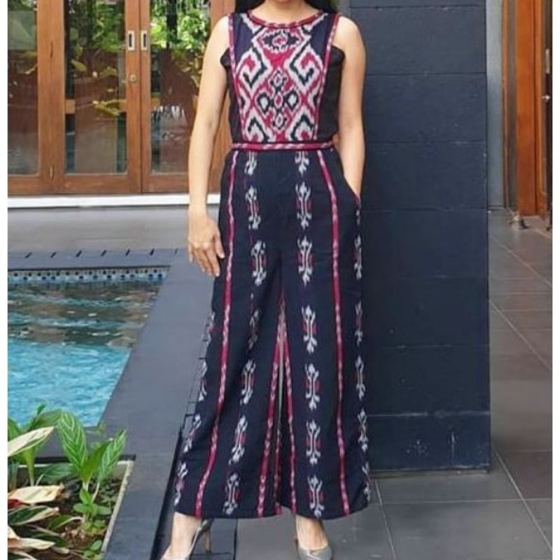 Jual Jumpsuit Tenun Ikat ATBM Hitam JS01 | Shopee Indonesia