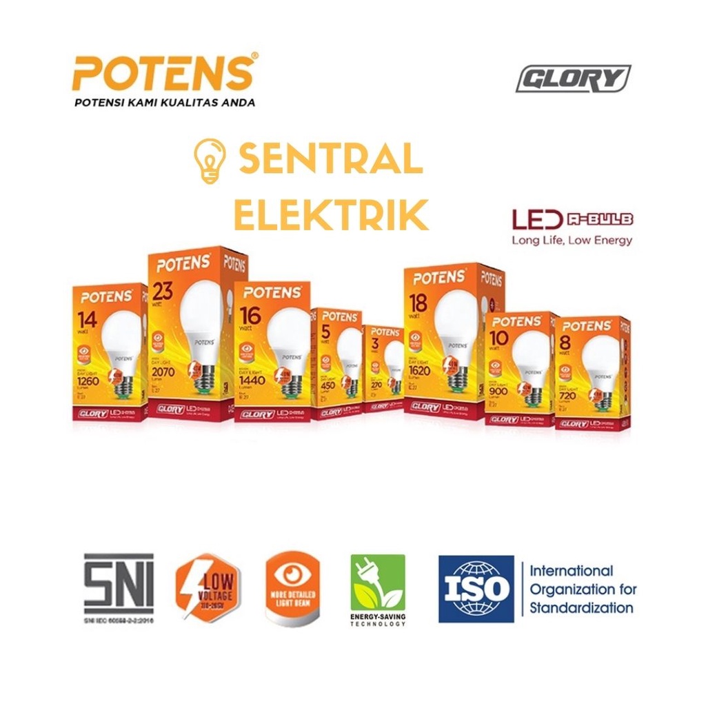 Jual POTENS Lampu LED A-Bulb 3Watt 5Watt 8Watt 10Wat 12Watt 14Watt 3w ...