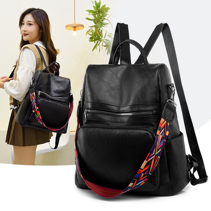 Jual 14 inch Laptop tas Besar bag Perempuan Waterproof leather Ransel ...