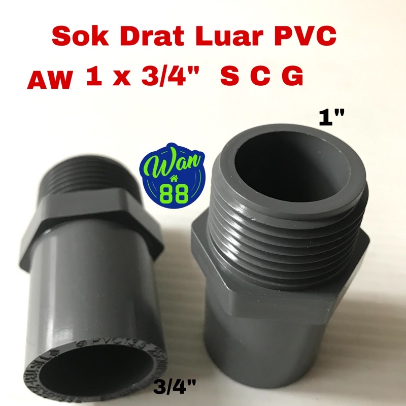 Jual Sok Drat Luar PVC 1 x 3/4” AW SCG | Shopee Indonesia