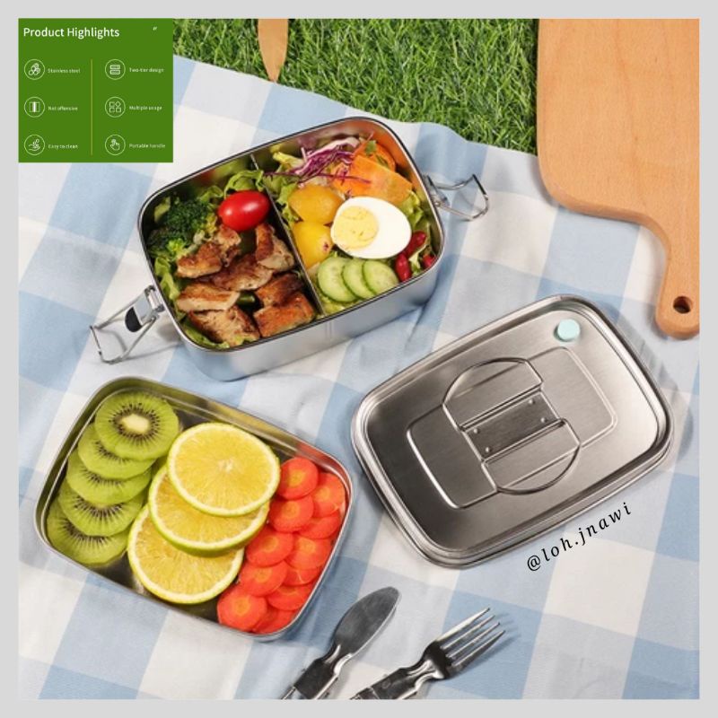 Jual Lunch Box Stainless Steel 1500 ml 2 Layers 4 Parts Premium ...