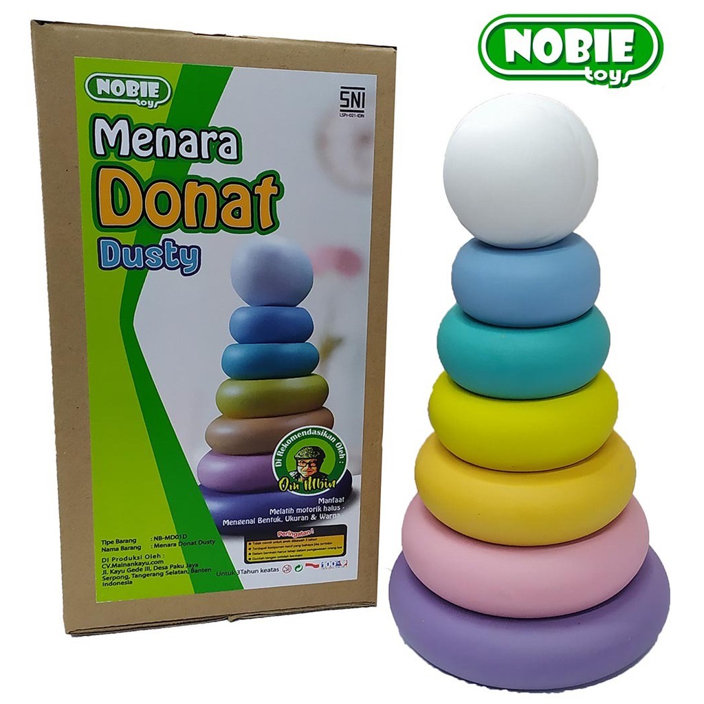Jual Mainan Bayi Kayu Edukasi Wooden Toys | Menara Sortasi Donat Dusty ...