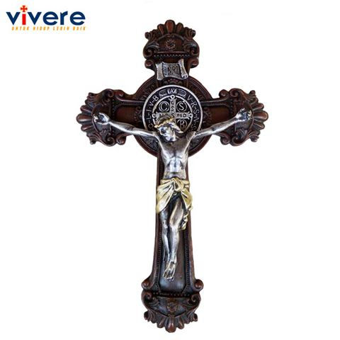 Jual Salib Yesus Plus Medali St. Benedictus Motif Perak 28,5 cm ...
