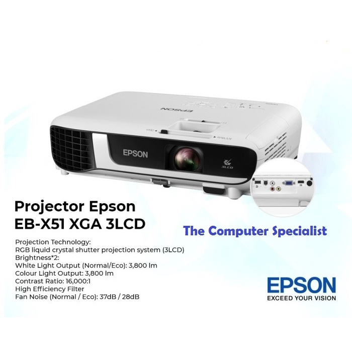 Jual PROYEKTOR EPSON EB-X51 EBX51 EB X51 3800 Lumens | Shopee Indonesia