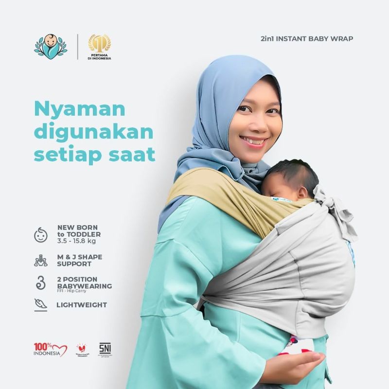 Jual gendongan geos 2in1 instan baby wrap bayiku.id | Shopee Indonesia