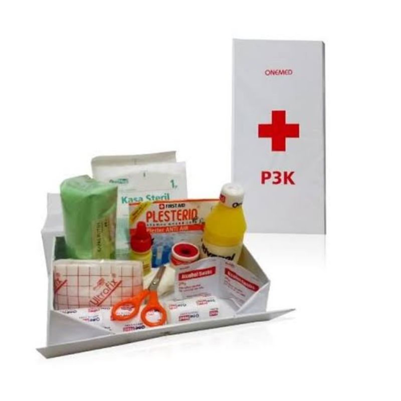 Jual kotak P3K onemed first aid kit merah kain putih box isi lengkap ...