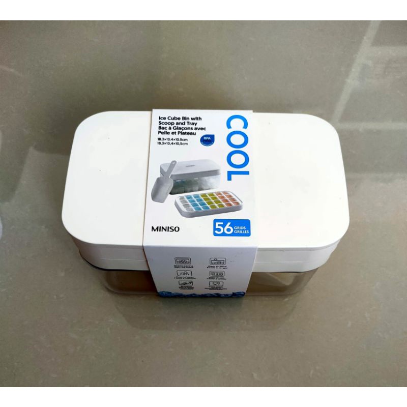 Jual Miniso Ice Cube Bin with Scoop and Tray 56 Grids Grilles | Shopee ...