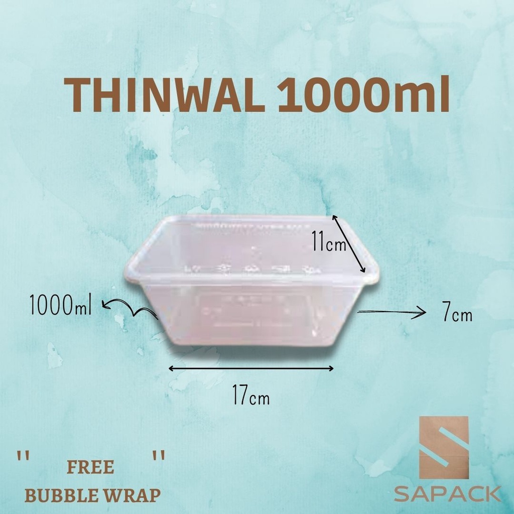 Jual Thinwall 1000ml Persegi Panjang Thinwall Food Container Kotak