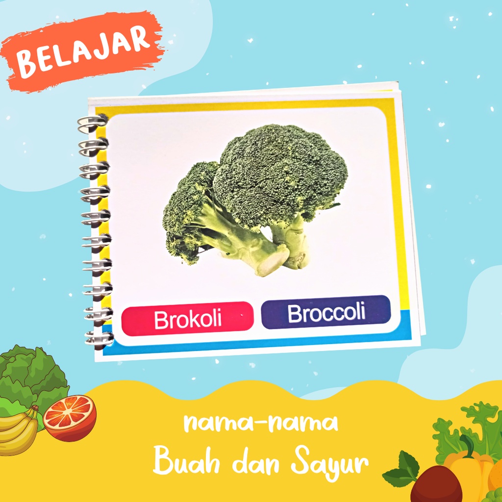 Jual Flashcard sayur dan buah | Mengenal sayur dan buah | Buku Paud ...