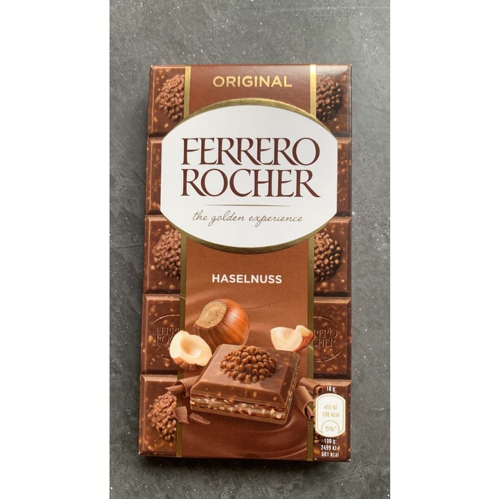 Jual FERRERO ROCHER Chocolate Bar Tablet 100 Gram | Shopee Indonesia