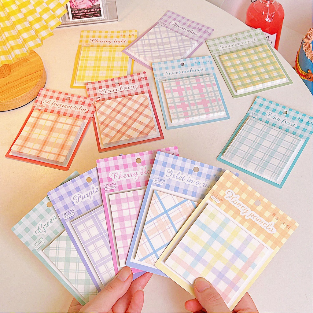 Jual (100 lembar) Sticky Notes Motif Kotak-Kotak Gigham Plaid | Shopee ...