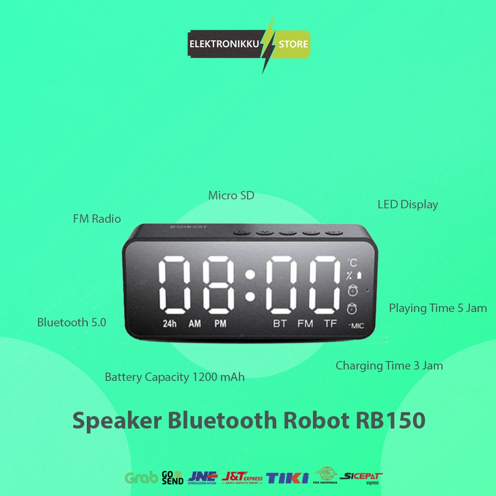 Jual Speaker Robot RB150 Bluetooth 5.0 Wireless Support HP Alarm Clock ...