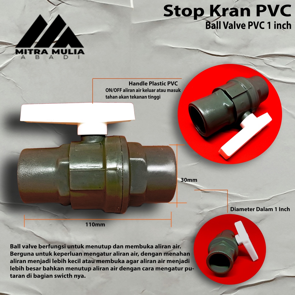 Jual Stop Kran Pvc 1 Inch Ballvalve Keran Ball Valve | Shopee Indonesia