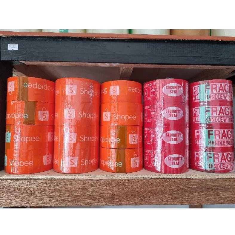Jual Lakban Oren 90yard Packing merah Fragile Bening Coklat | Shopee ...