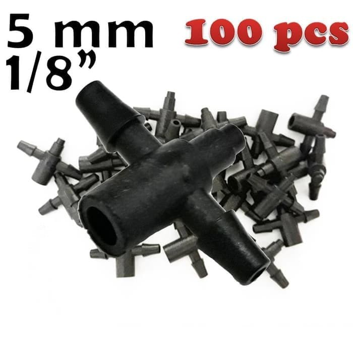 Jual Grosir 100 pcs Micro Tee 5 mm Head, Nepel Irigasi Tetes Hidroponik ...