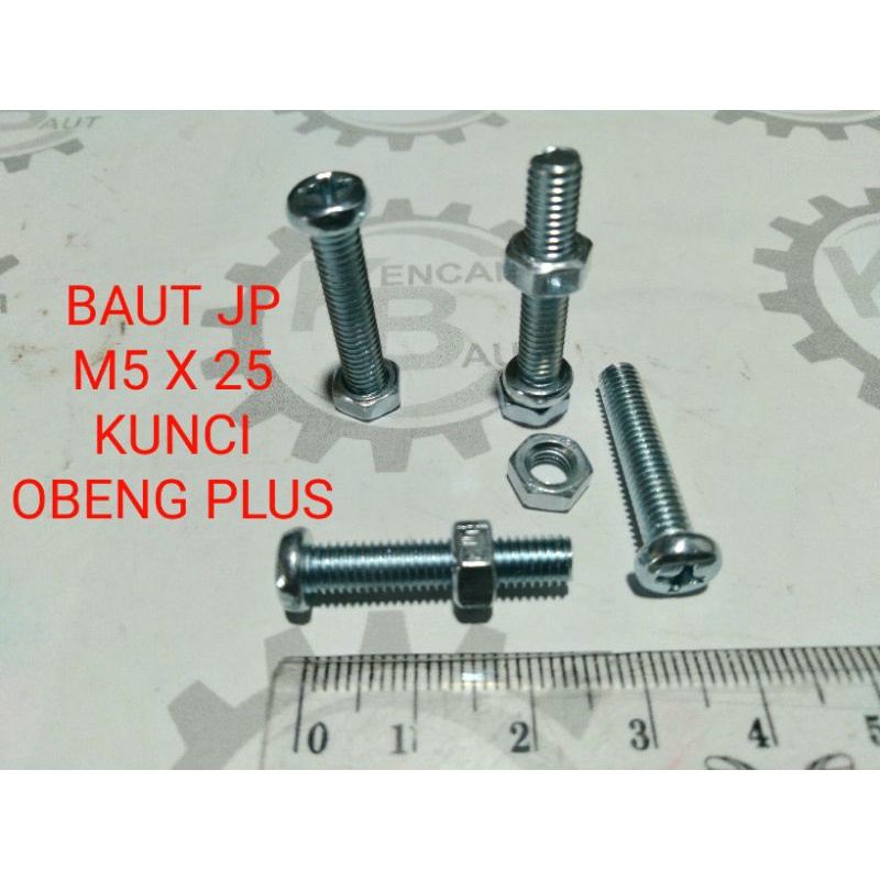 Jual 10 Pcs BAUT MUR JP M5 X 25 PANJANG 2,5 CM KUNCI OBENG PLUS GALVANIS | Shopee Indonesia