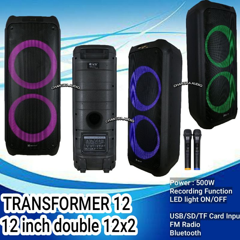 Jual Speaker aktif 12 inch double woofer 12 ×2 original soundbest Tranformers 12 bluetooth usb ...