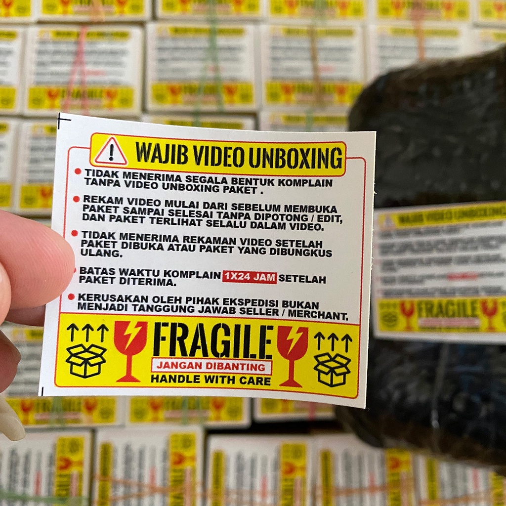 Jual sticker label fragile video unboxing pecah kemasan pengiriman ...