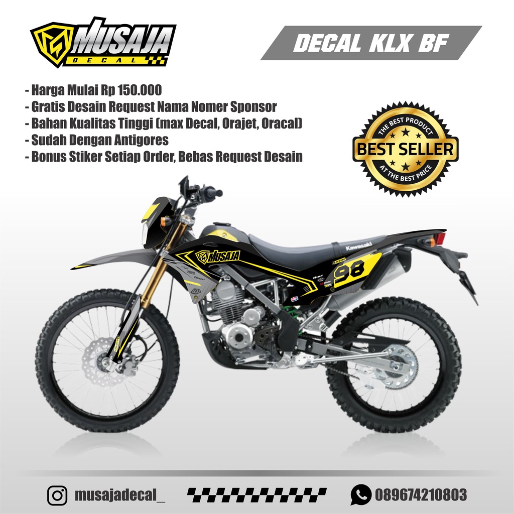 Jual Decal KLX bf full body grafis kuning hitam - Decal stiker KLX 150 ...