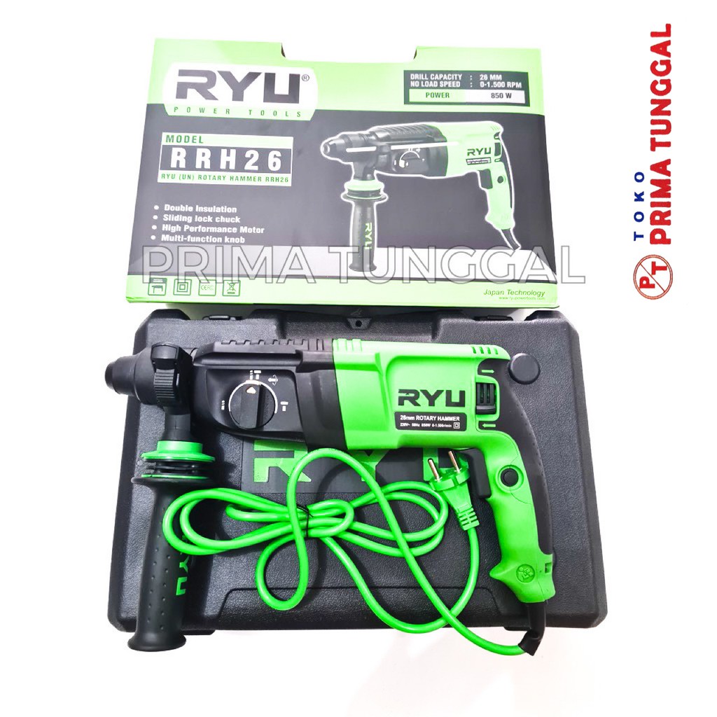Jual Mesin Bor Rotary Hammer Ryu RRH26 Bor Bobok SDS Plus Demolition Hammer | Shopee Indonesia