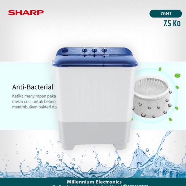 Jual MESIN CUCI SHARP EST 75 NT 7KG 2 TABUNG 75NT 7 KG PUREMAGIC LOW ...