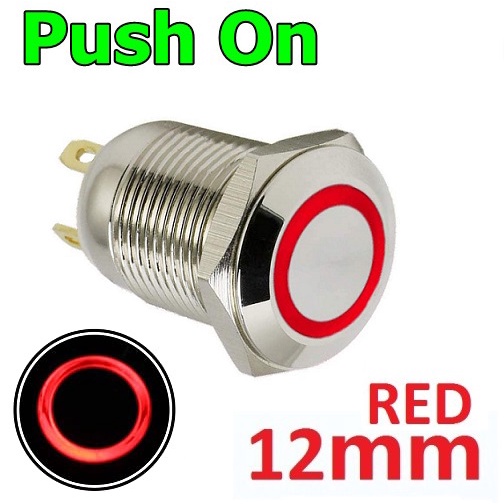 Jual 12mm Red LED Light 2A Momentary Push Button Switch Stainless ...