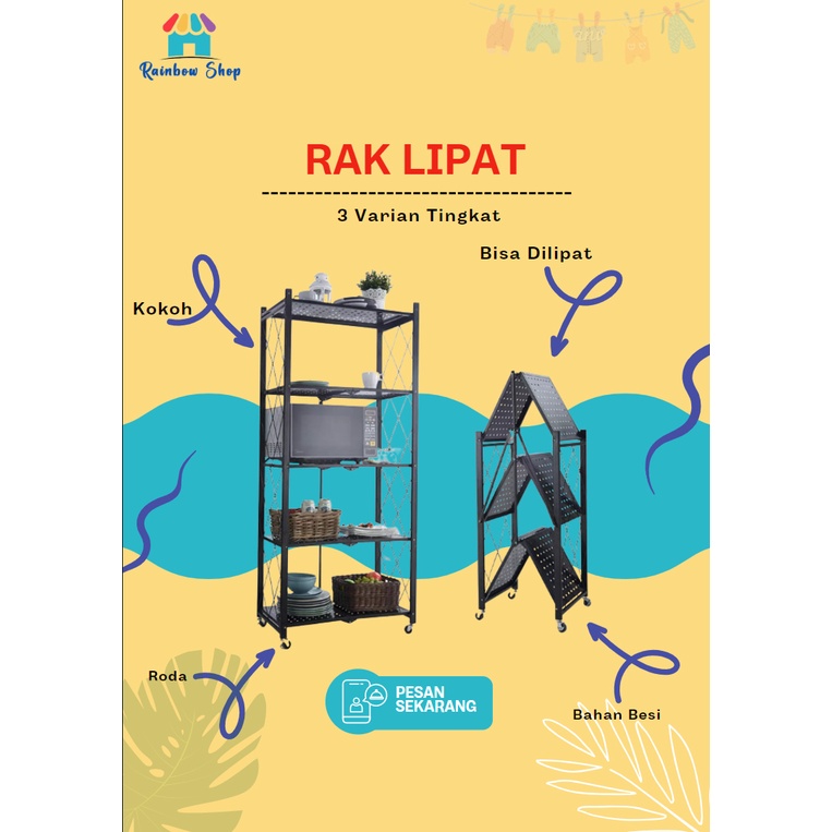 Jual Rak Lipat 5 Tingkat Rak Dapur Multi-fungsi tanpa Instalasi Rak ...