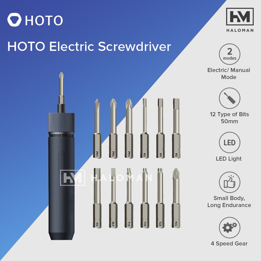 Jual HOTO Electric Screwdriver Obeng Otomatis Portable 12 in 1 XP52 ...