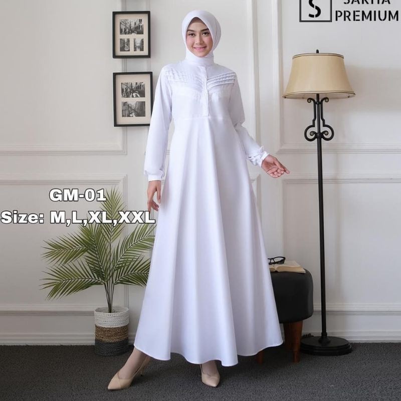 Jual Baju Gamis Putih Katun Toyobo Wanita Busui Friendly Kombinasi ...