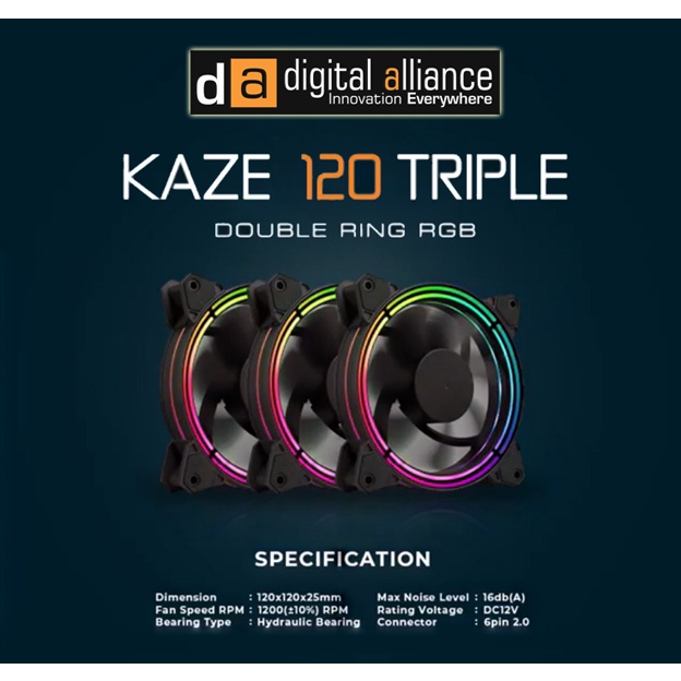 Jual DIGITAL ALLIANCE Fan Kaze 120 Triple Double Ring RGB | Shopee ...